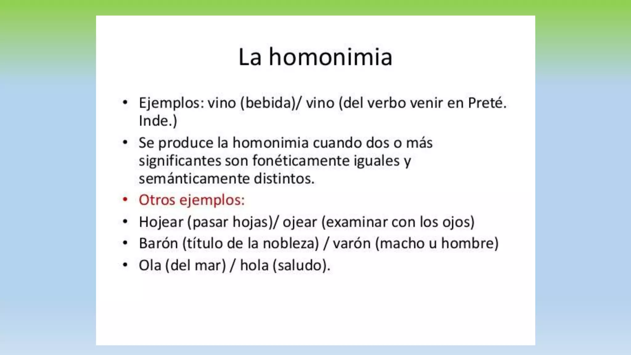 La homonimia | PPTX