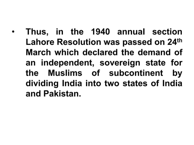 Lahore Resolution 1940 and Aftermath | PPT | Islam | Religion ...