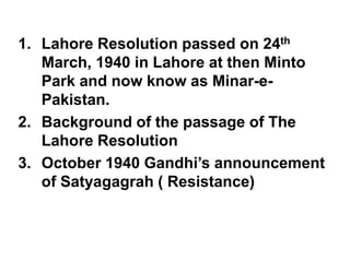 Lahore Resolution 1940 and Aftermath | PPT