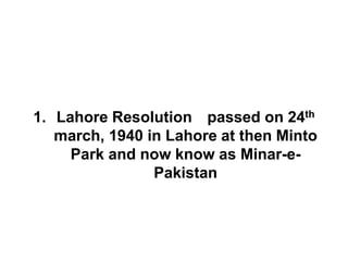Lahore Resolution 1940 and Aftermath | PPT