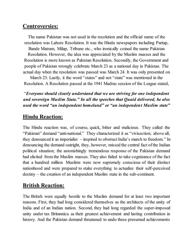 Lahore Resolution.. | DOCX | Hinduism | Religion & Spirituality