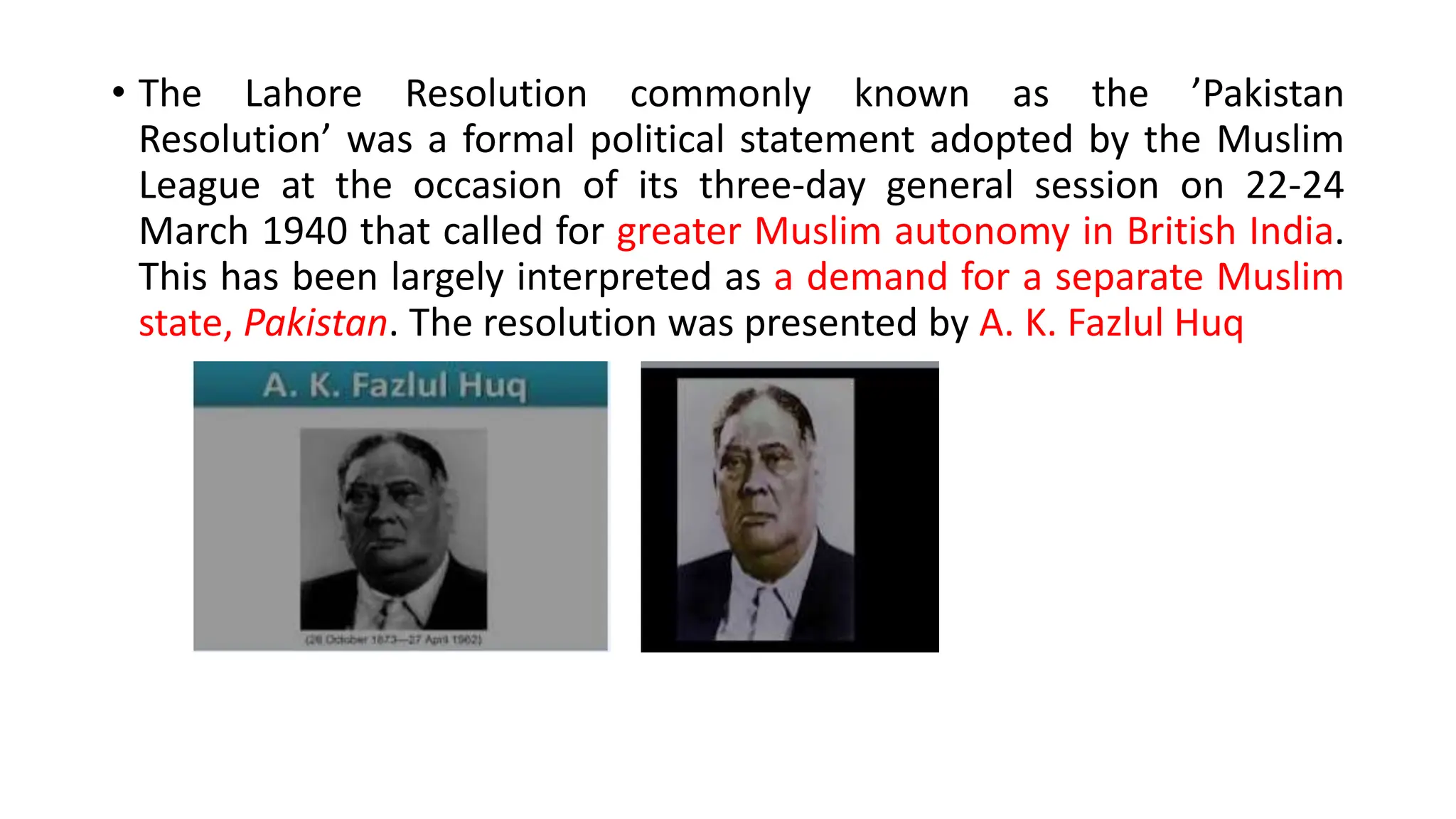 Lahore Resolution of 1940, Emergence of Bangladesh.pptx