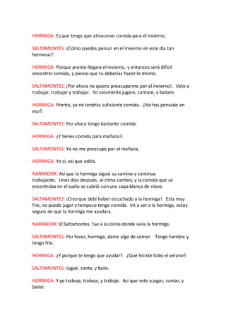 El Cuento De La Hormiga Y El Saltamontes Con Imagenes