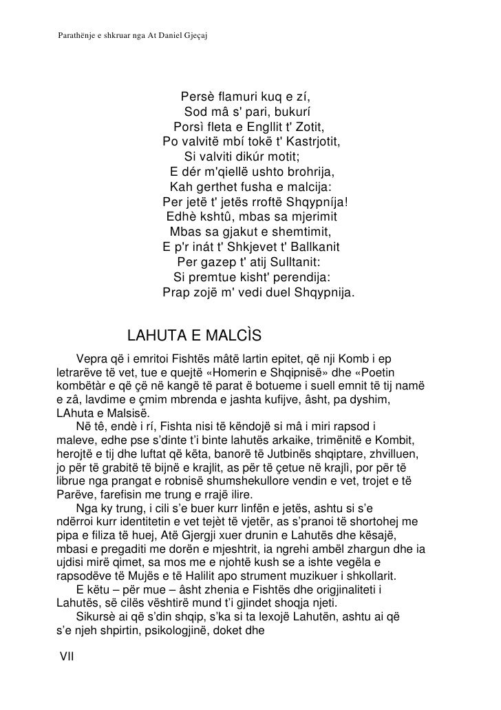 Lahuta e Malcis - At Gjergj FISHTA