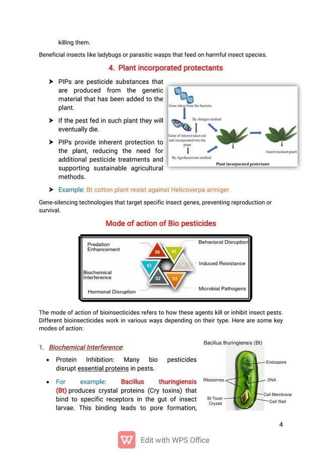 Bio pesticides , its types and mode of action | PDF