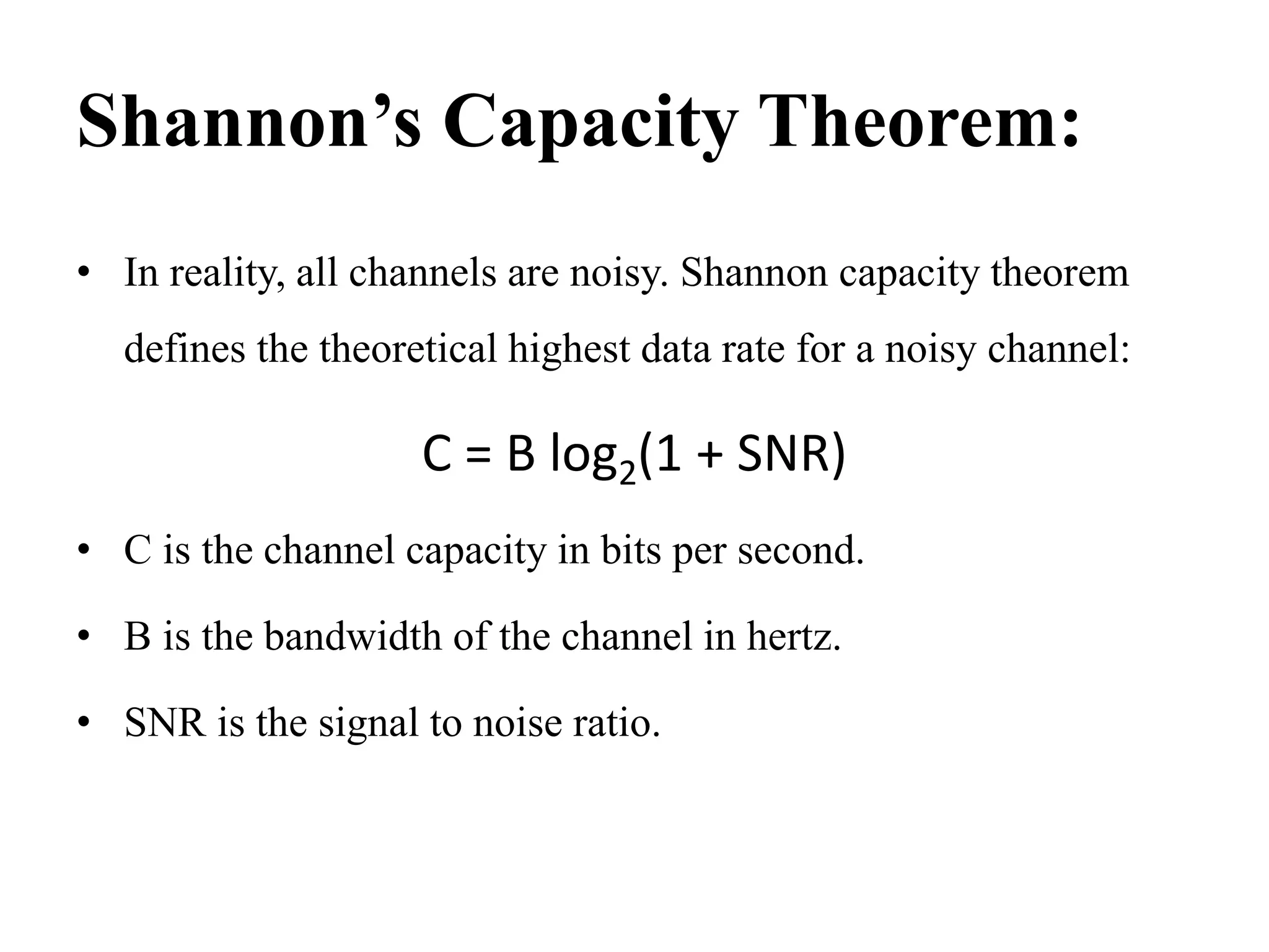 Shannon Capacity Theorem | PPTX