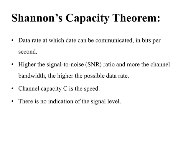 Shannon Capacity Theorem | PPTX | Computer Networking | Computing
