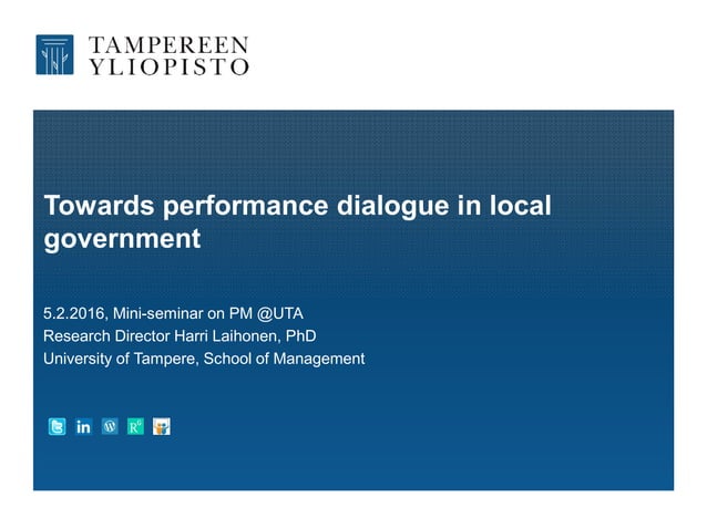 Towards performance dialogue in local government, | PPT