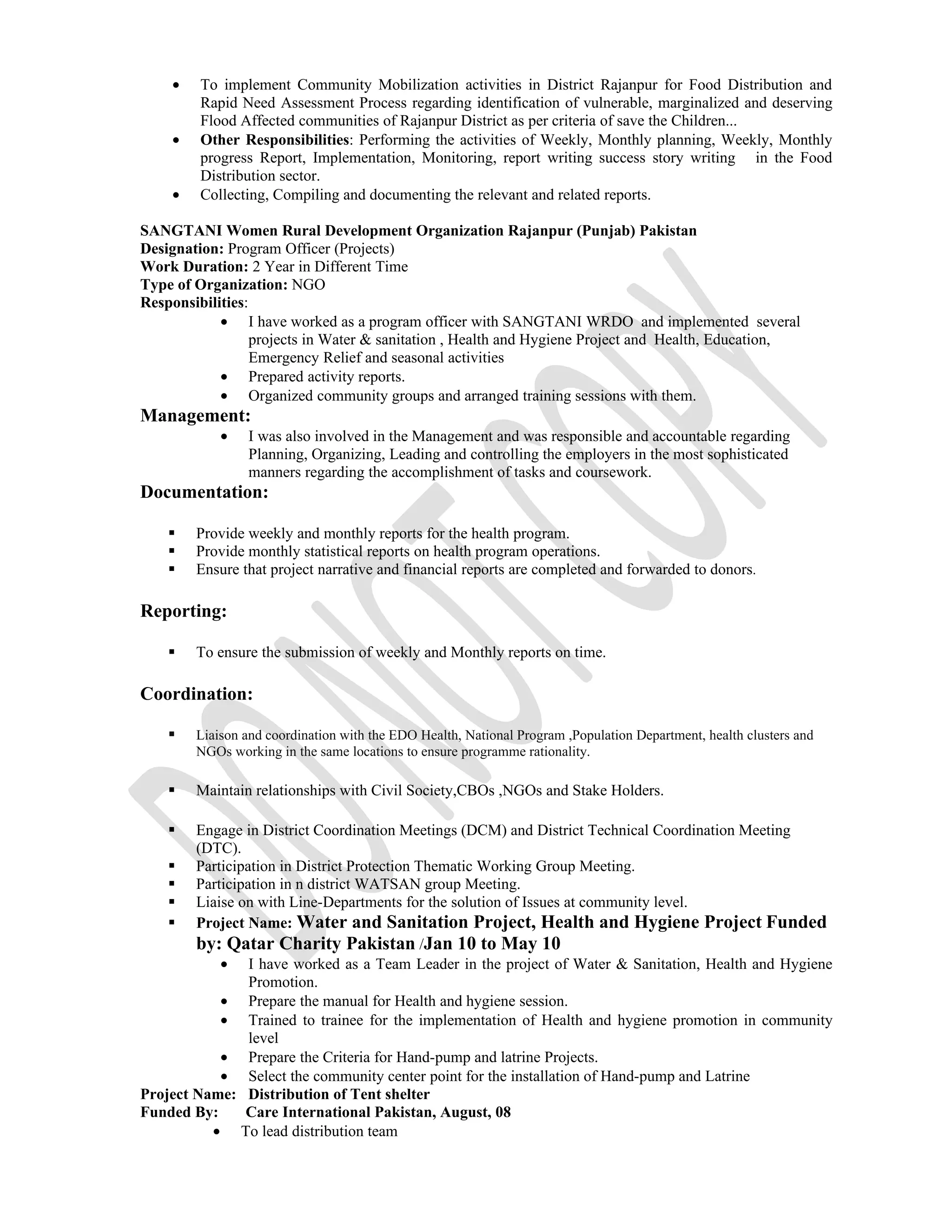 Laila Rubab Resume 2010 Updated | DOC