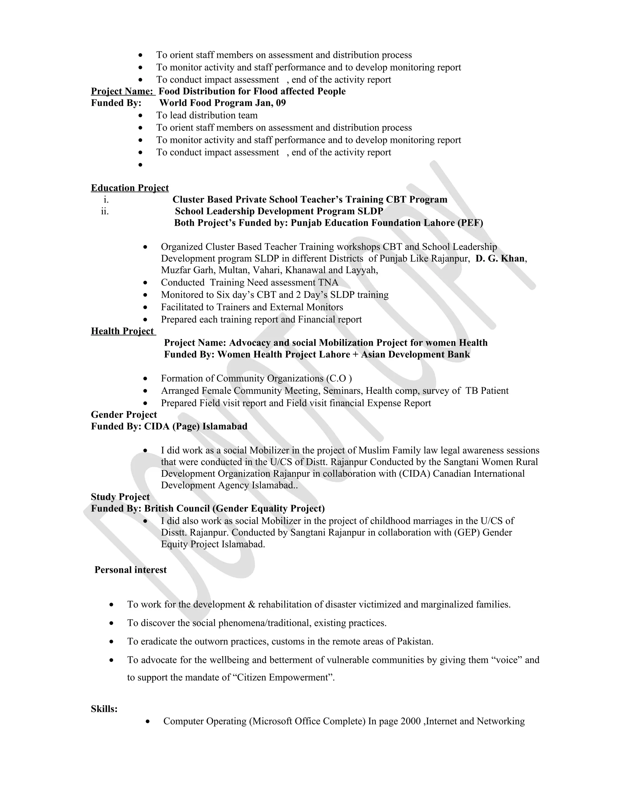 Laila Rubab Resume 2010 Updated | DOC