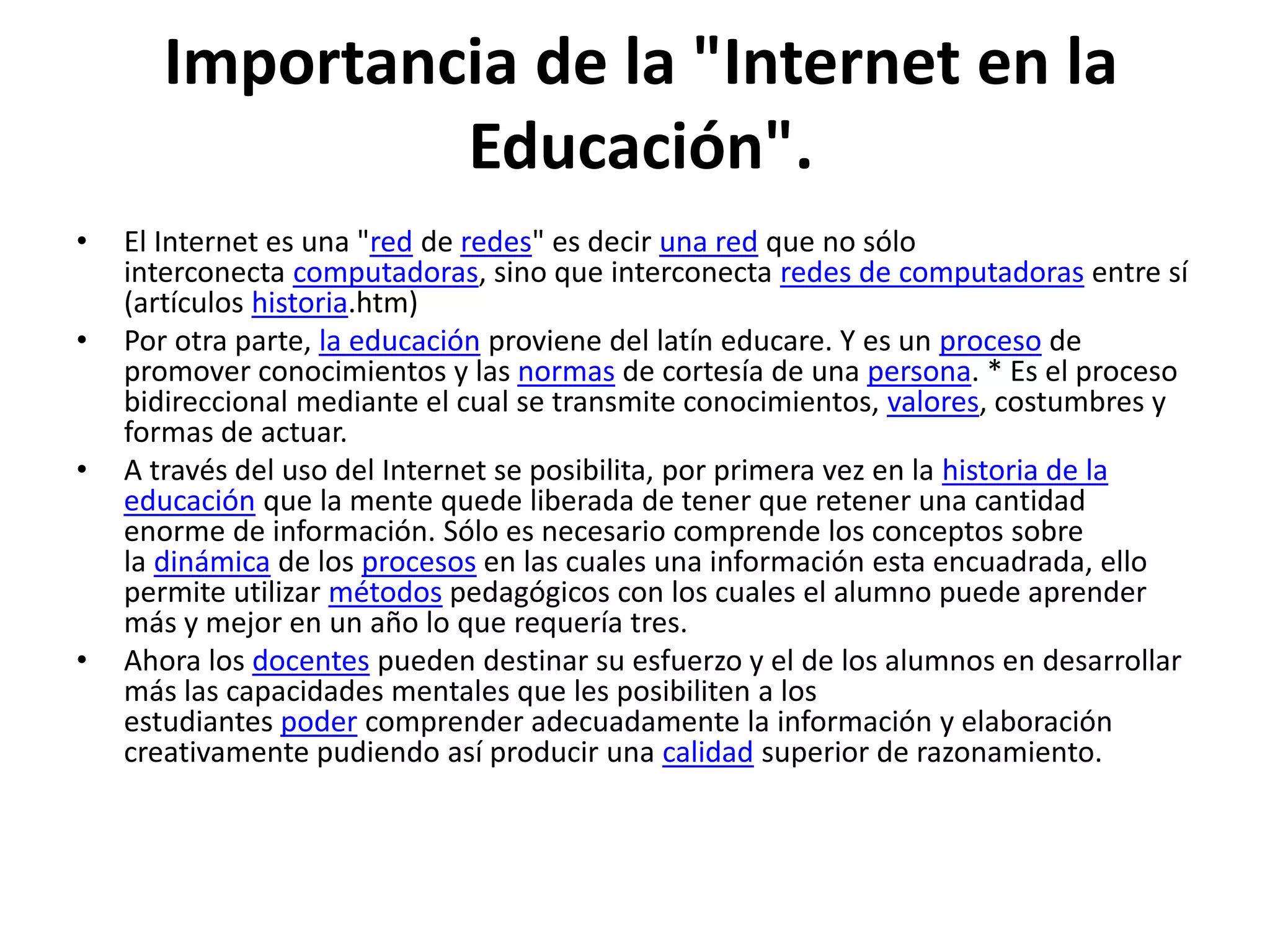 La importancia de internet en la educación | PPTX | Online Education ...