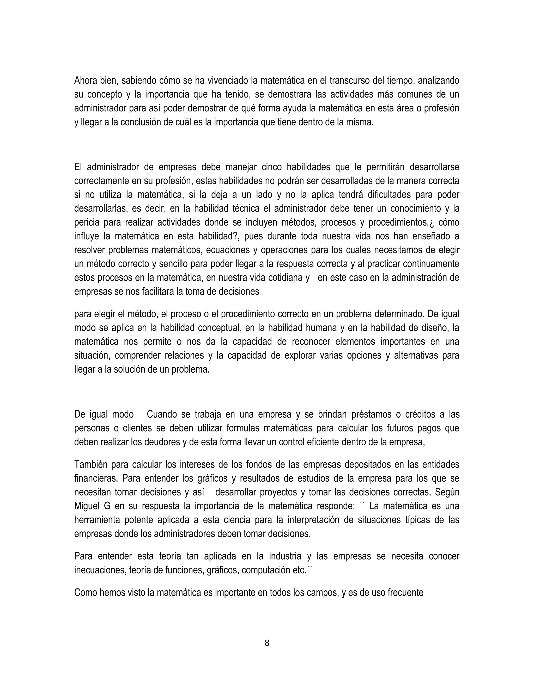 La importancia de la matematica en la administracion | DOCX | Business ...