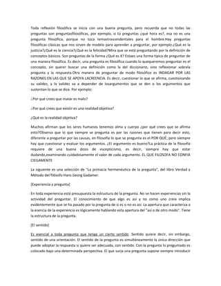 La importancia de la pregunta en filosofia | DOCX