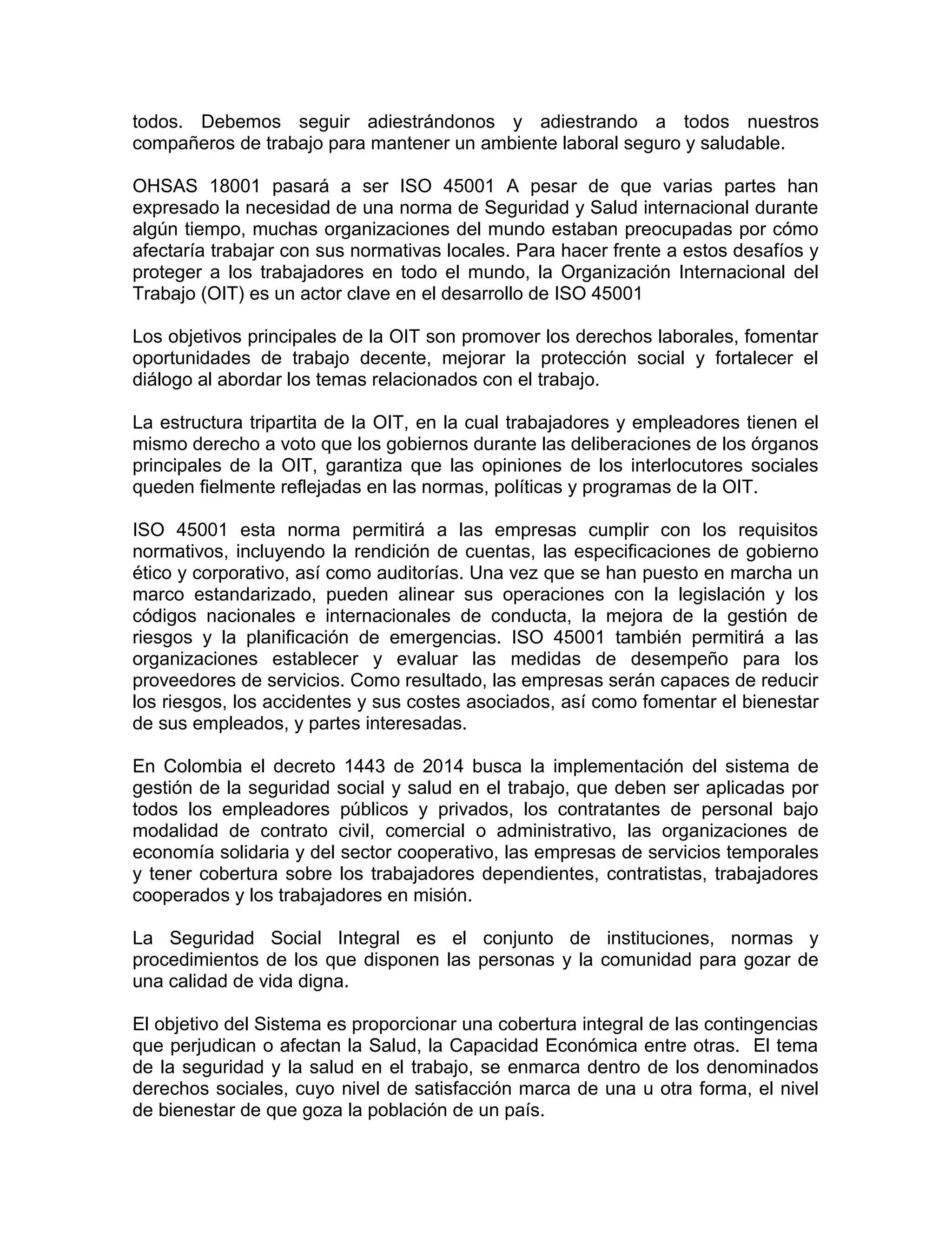 La importancia de la seguridad y salud en el trabajo en la formación ...