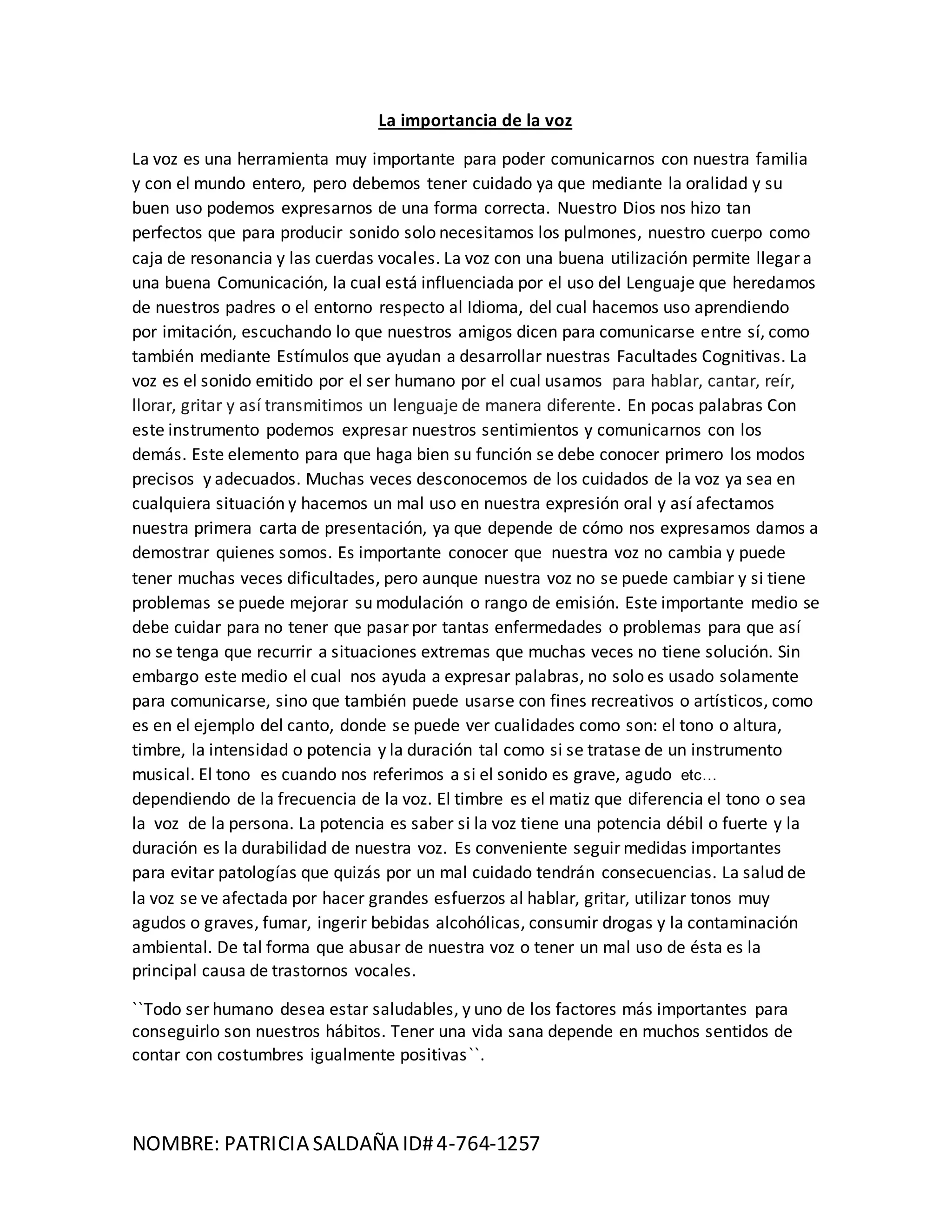 La importancia de la voz | PDF
