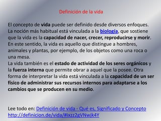 La importancia de vivir la vidad | PPTX