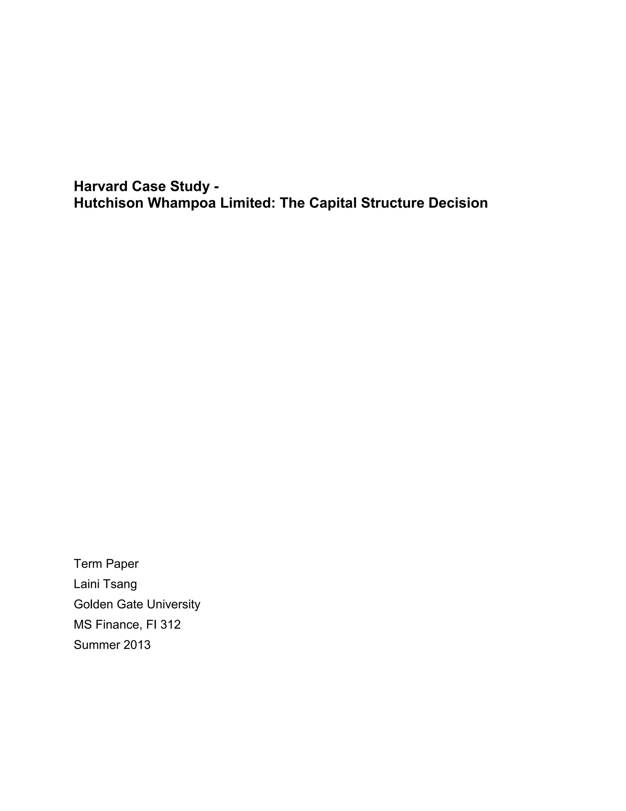 Hutchinson Whampoa's Harvard Case Study | PDF