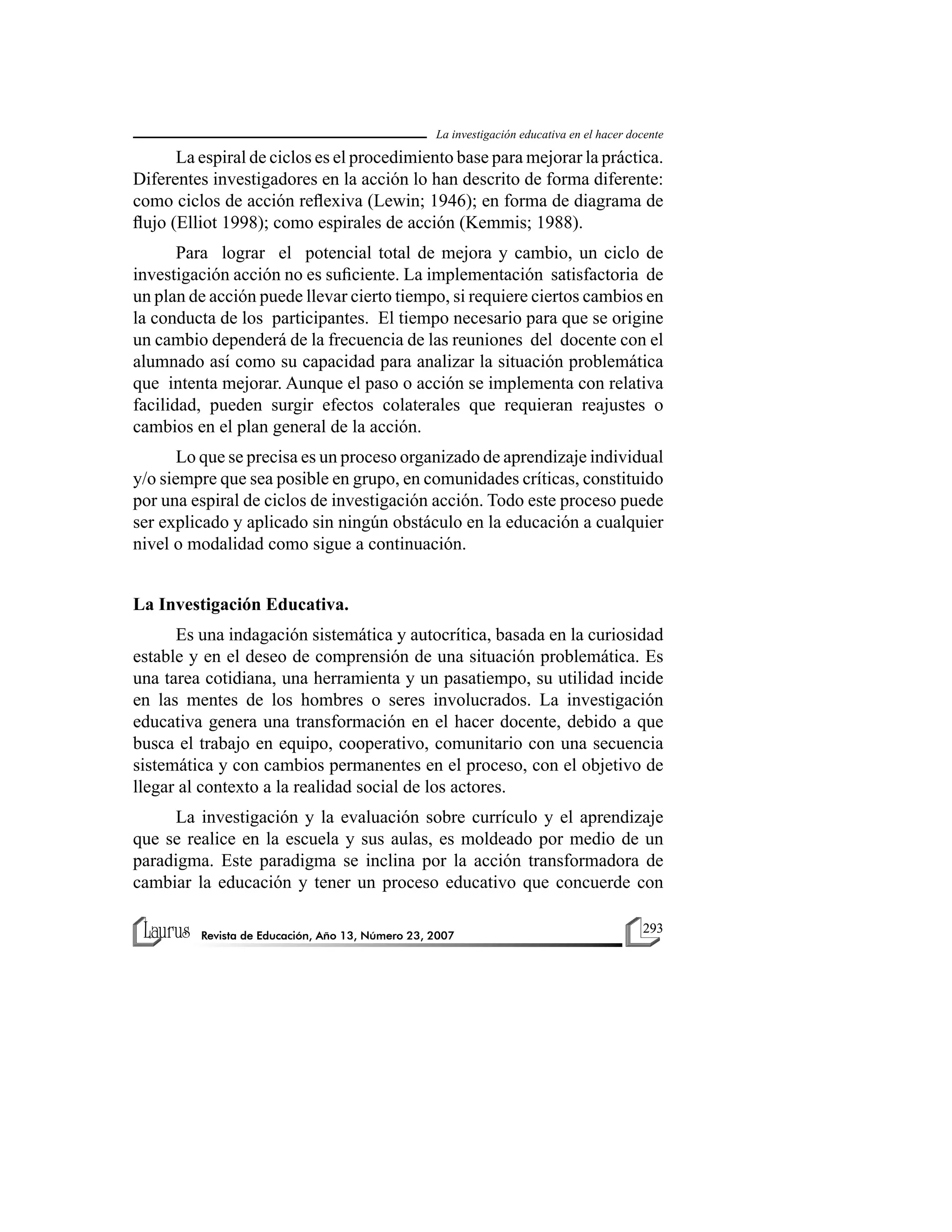 La investigación educativa en el hacer docente | PDF | Professional ...