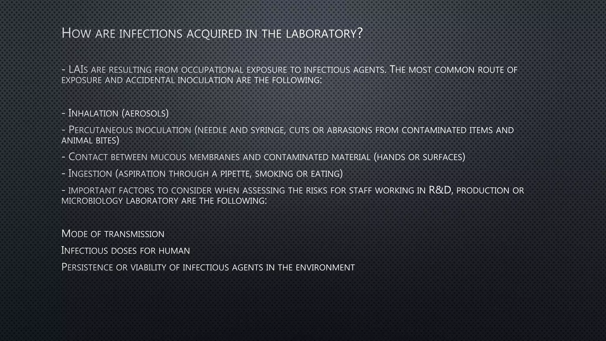 laboratory associated infections | PPTX