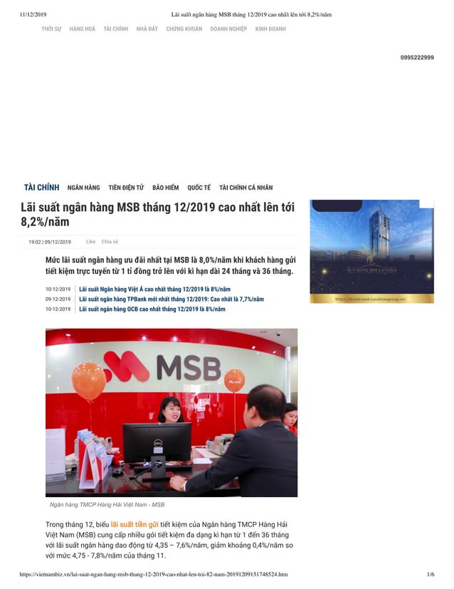 Lai suat ngan hang msb thang 12 moi nhat | PDF