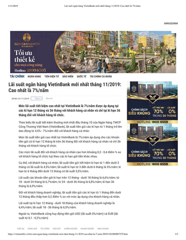 Lai suat ngan hang vietinbank thang 11 | PDF