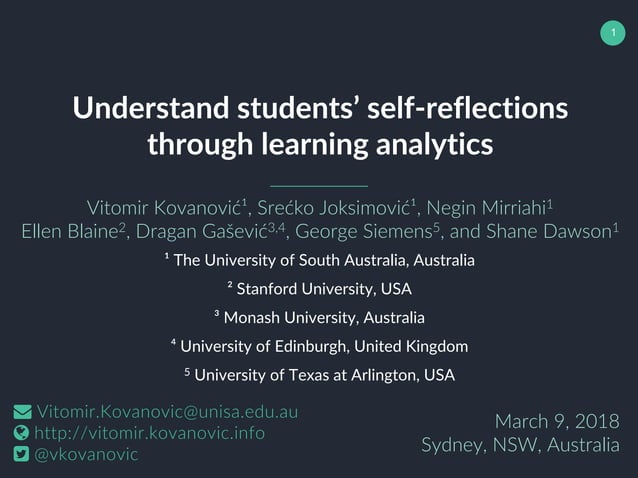 Understand students’ self-reflections through learning analytics | PDF