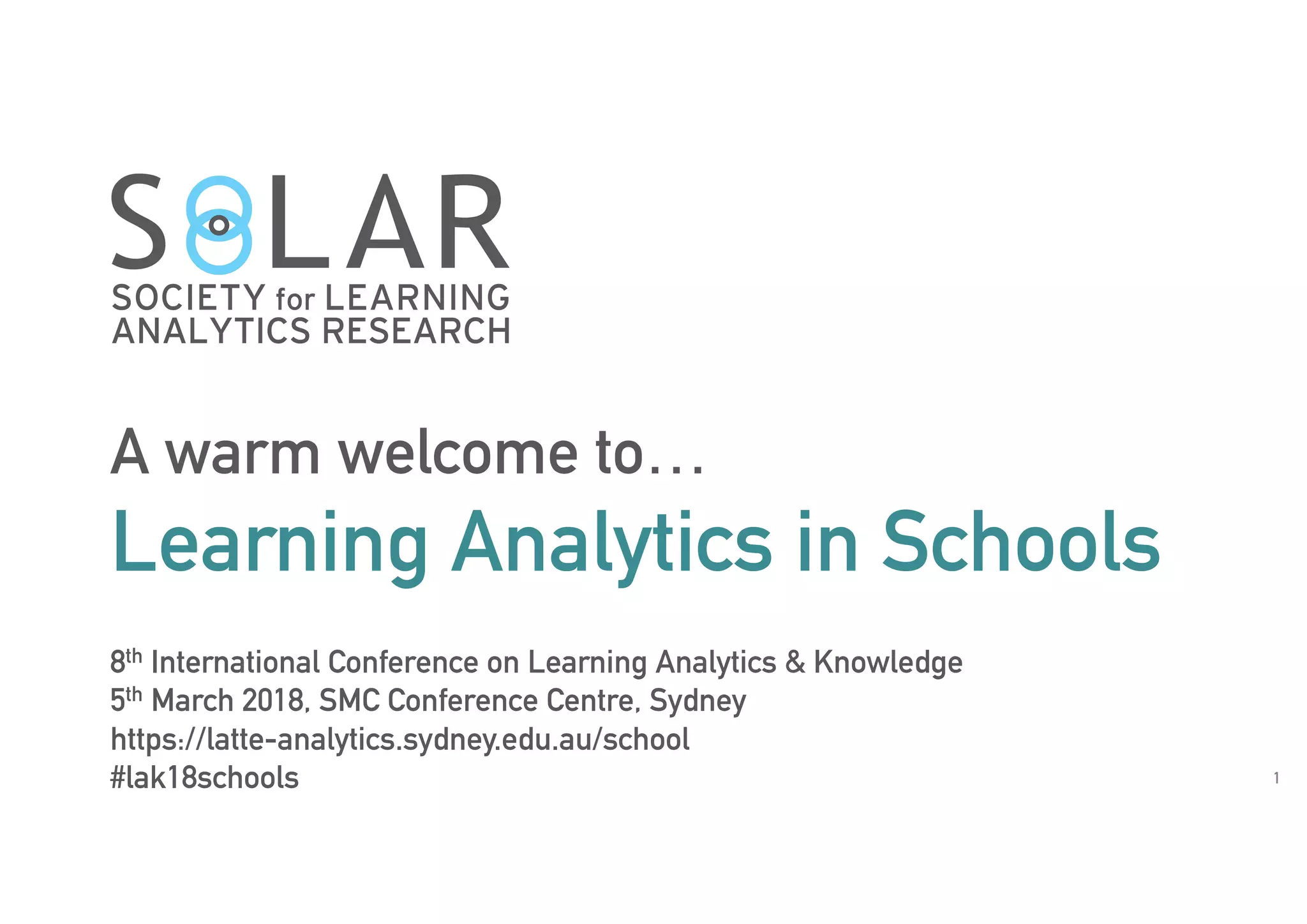 What is “Learning Analytics” and Why a Schools Day? | PDF