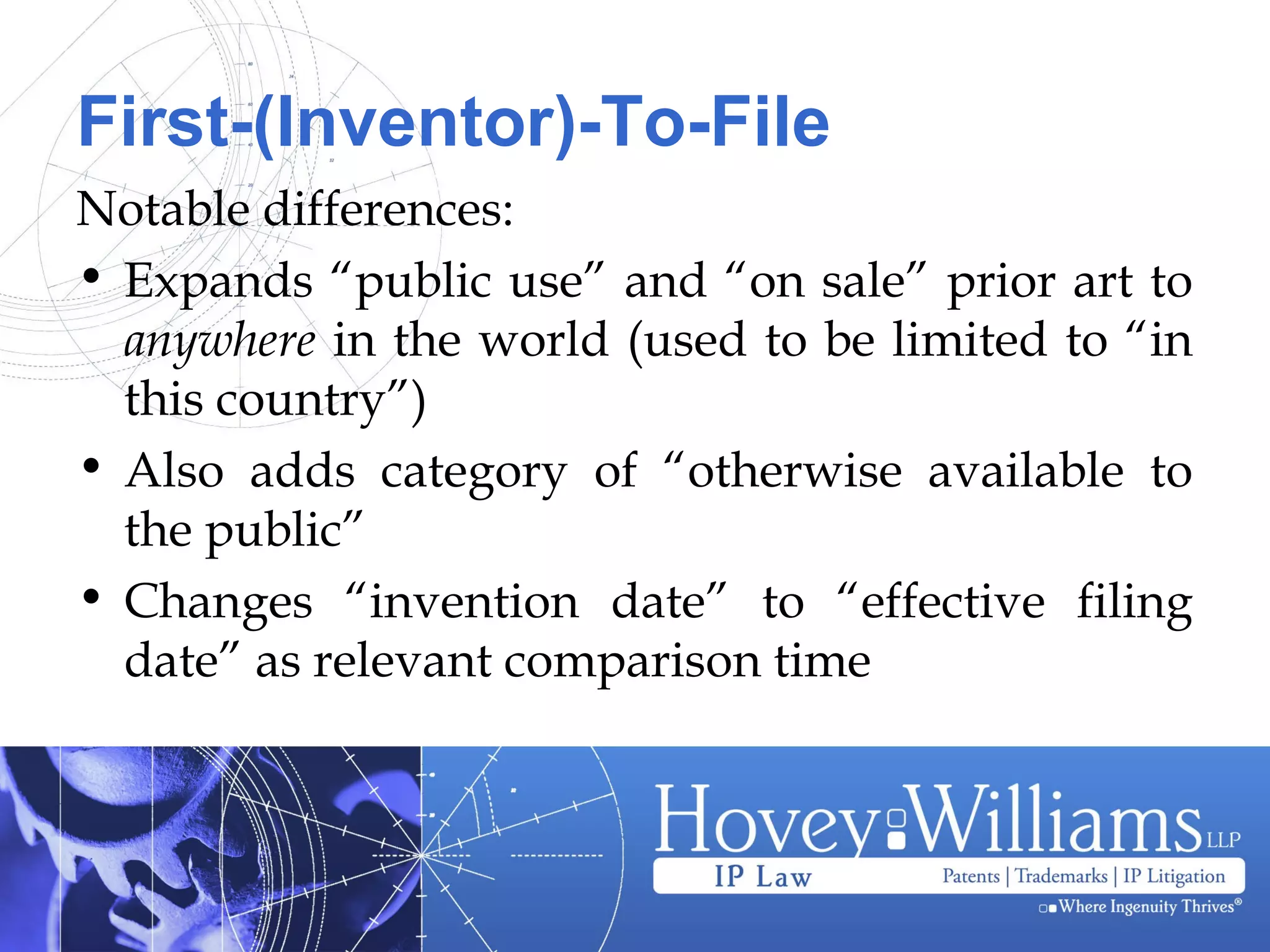 Understanding Changes to 35 USC 102 or "First-(Inventor)-To-File | PPT