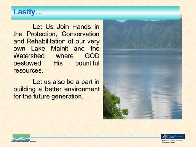 The Lake Mainit and Its Watershed | PPT | Non-Profit Organizations ...