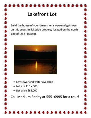 Lakefront lot | PDF