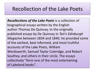 Lake poets | PPTX | Poetry | Books and Literature