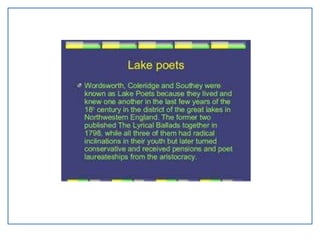 Lake poets | PPTX | Poetry | Books and Literature