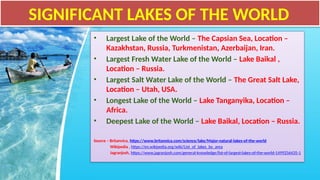 Lakes: Characteristics, Zones, Classification, Origin. | PPTX