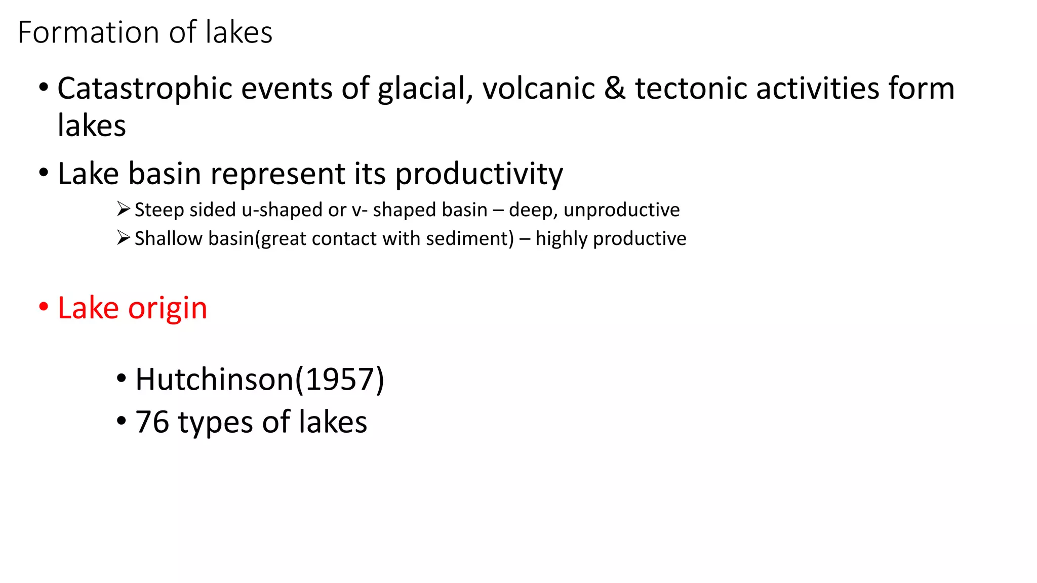 Lake formation - Lentic system formation | PDF