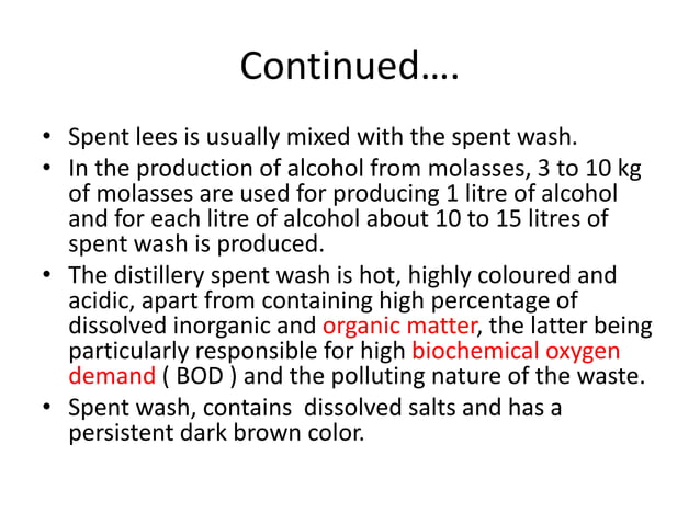 Distillery Industry Waste and Its Treatment | PPTX