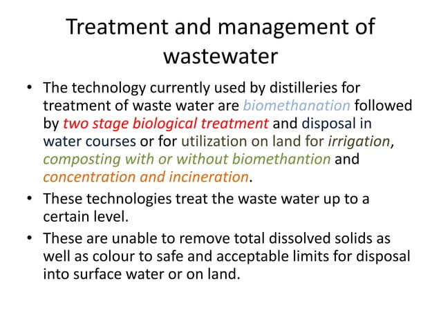 Distillery Industry Waste and Its Treatment | PPTX