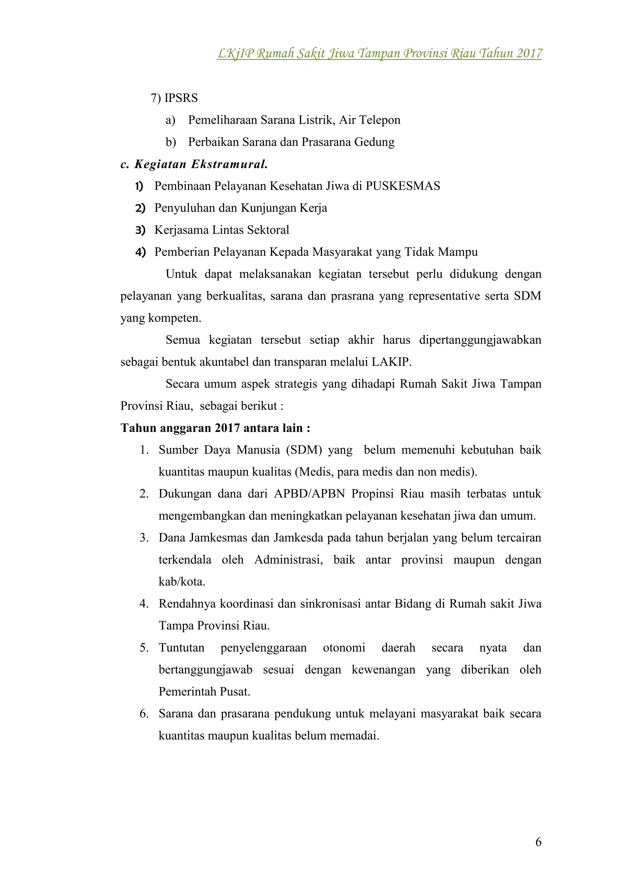 LAKIP 2017 RSJ TAMPAN PROVINSI RIAU | PDF