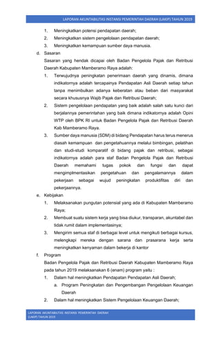 LAKIP BP2RD Kabupaten Mamberamo Raya Tahun 2019 | PDF