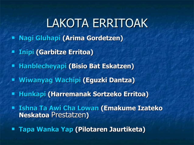 Lakota Indiarren Erligioa | PPT