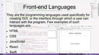 PPT ON PROGRAMMING LANGUAGES AN THEIR TYPES.ppt