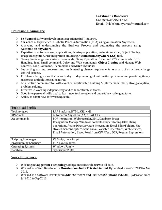 Lakshmana rao Y Resume | PDF