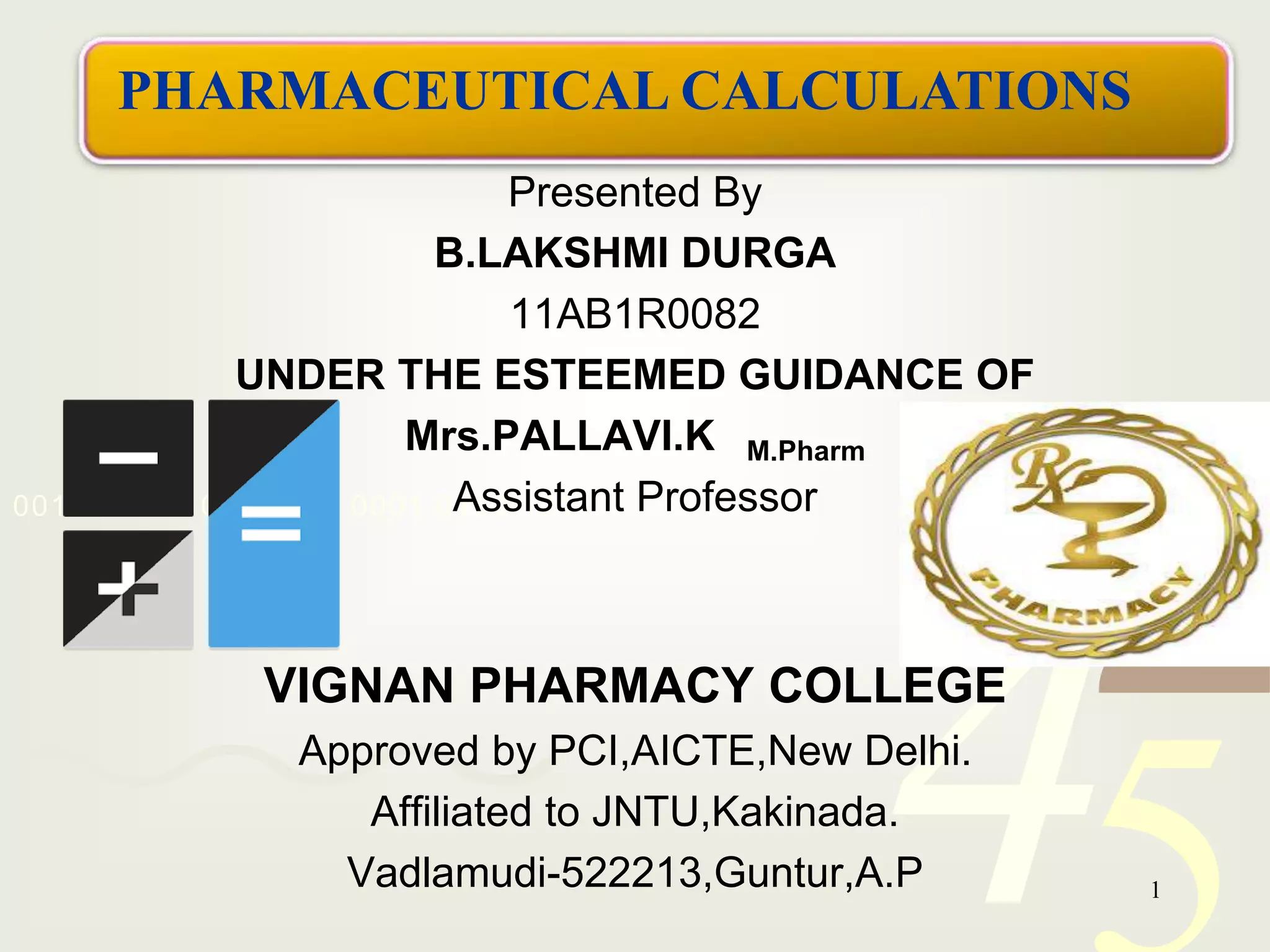 Pharmaceutical calculations | PPTX