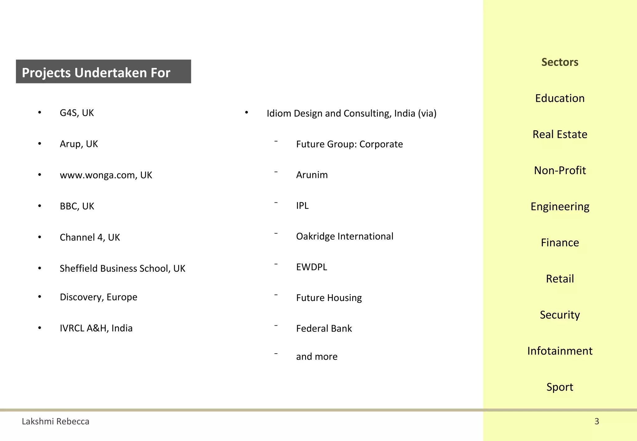 Lakshmi Rebecca Consultant Profile | PPT