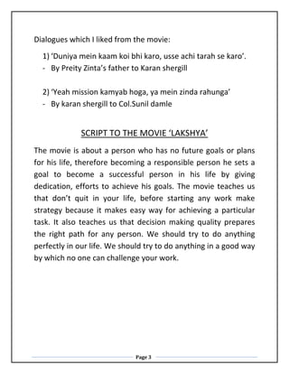 Lakshya movie review | DOCX