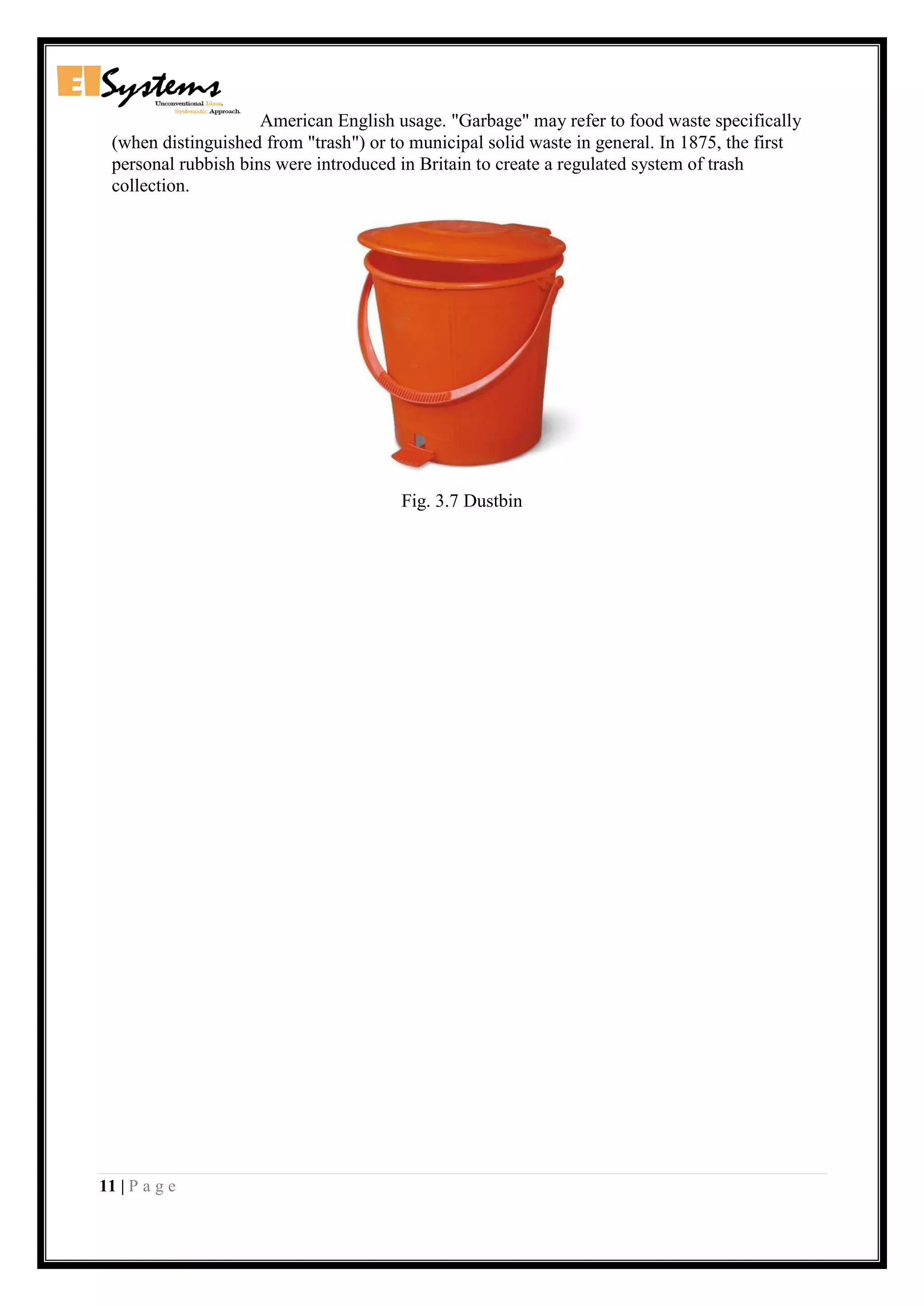 Project Report on Smart Dustbin | PDF