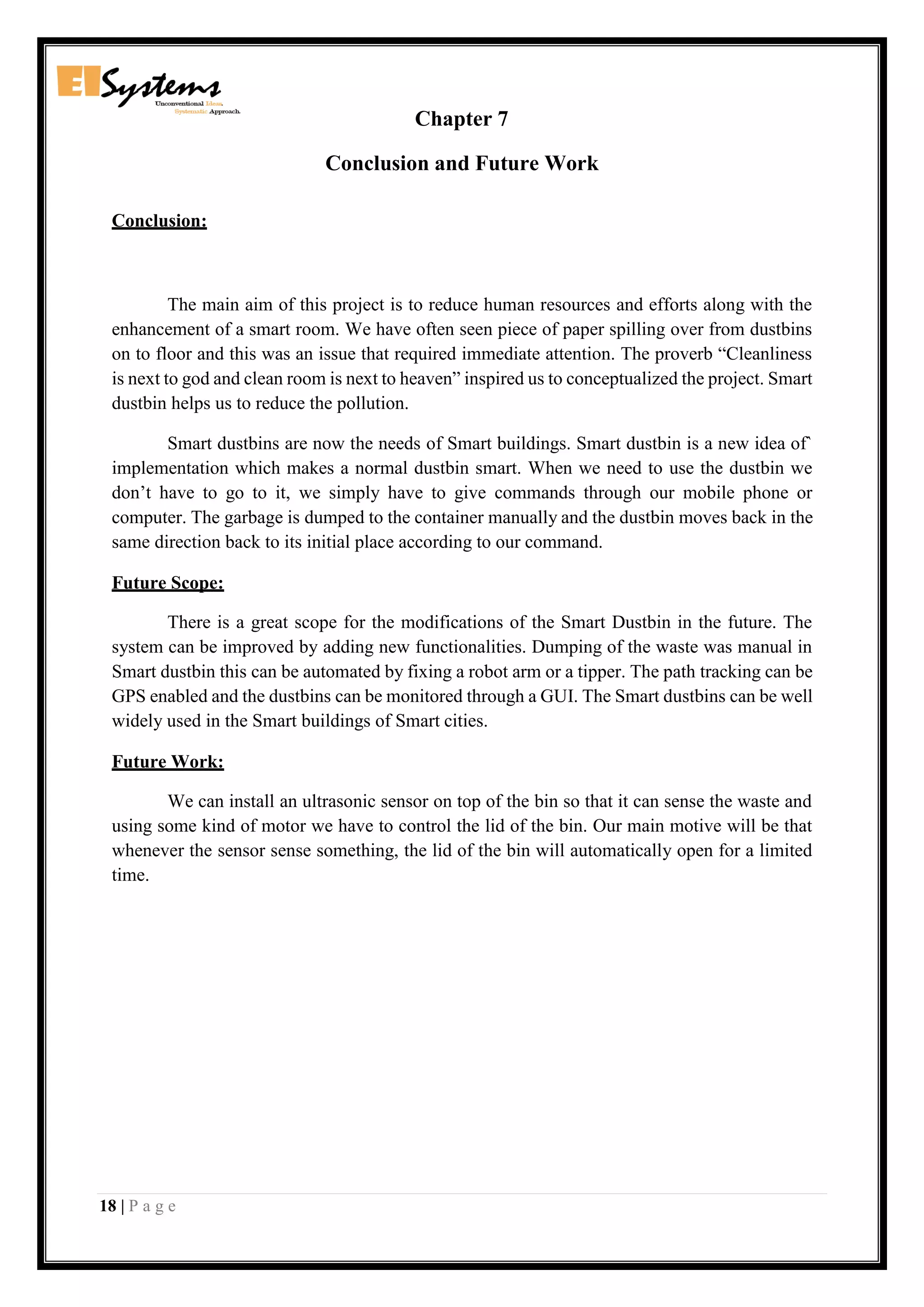 Project Report on Smart Dustbin | PDF