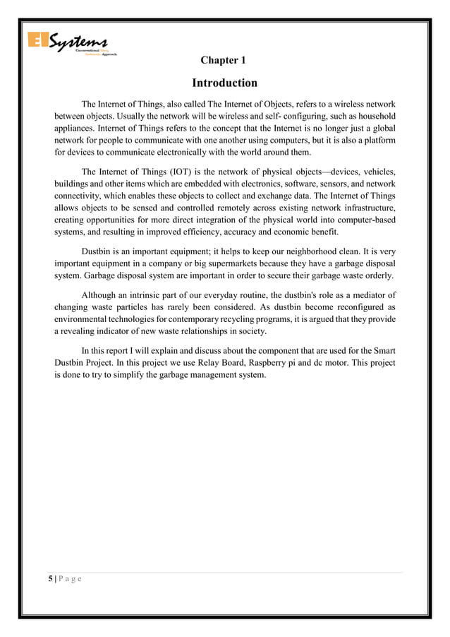 Project Report on Smart Dustbin | PDF