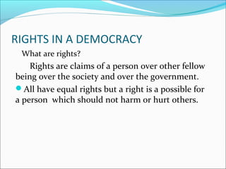 DEMOCRATIC RIGHT | PPT | Civic affairs | Politics