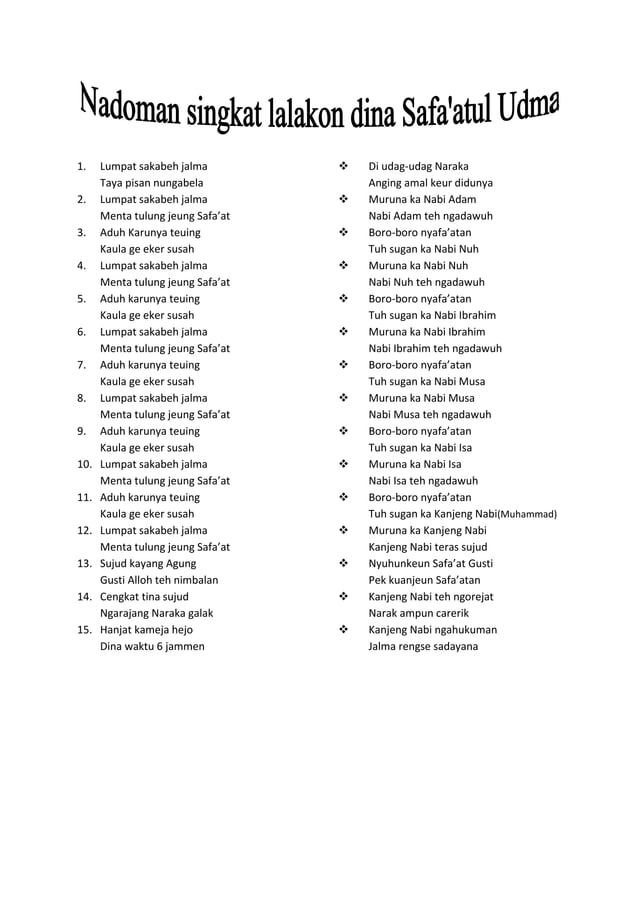 Lalakon dina safa'atul udmadocx | DOCX