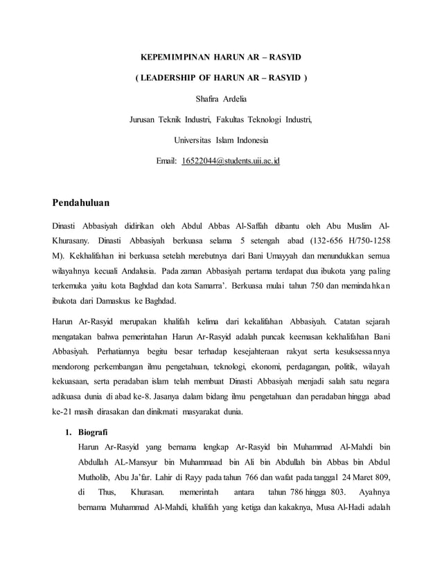 Kepemimpinan Harun Ar-Rasyid | PDF